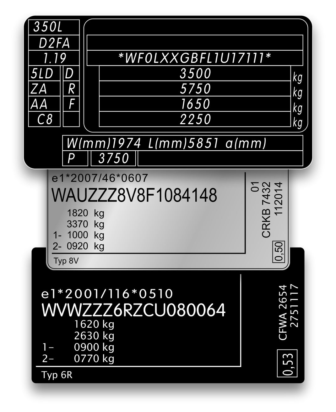 VIN labels etc. for UK vehicles