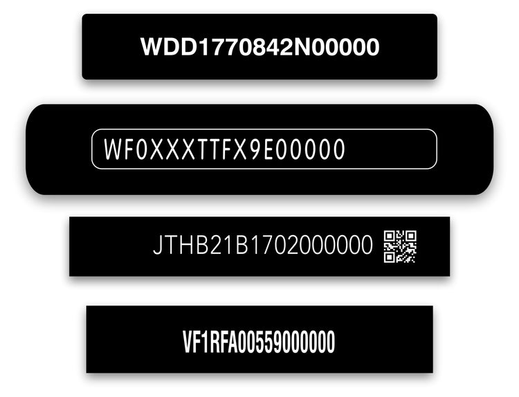 VIN labels etc. for UK vehicles